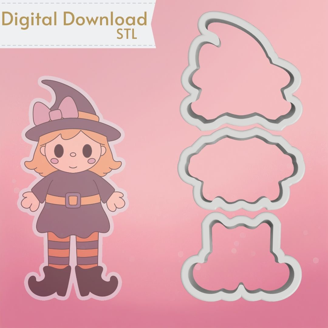 3pc Witch Cookie Cutter STL — The Cookie Countess
