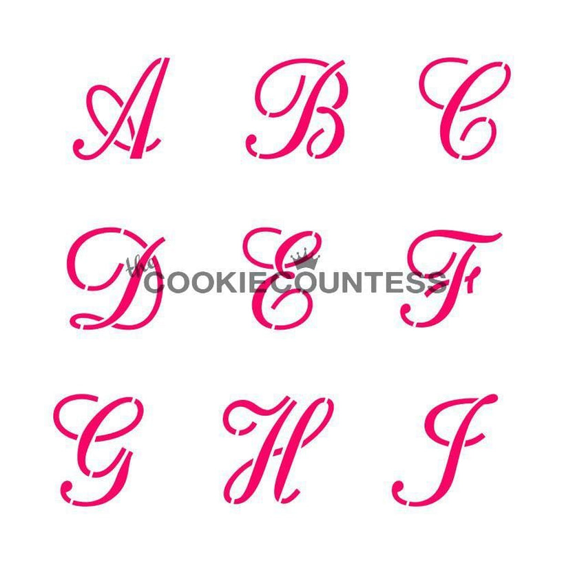 Alphabet Script 1" Letter Stencil Set — The Cookie Countess