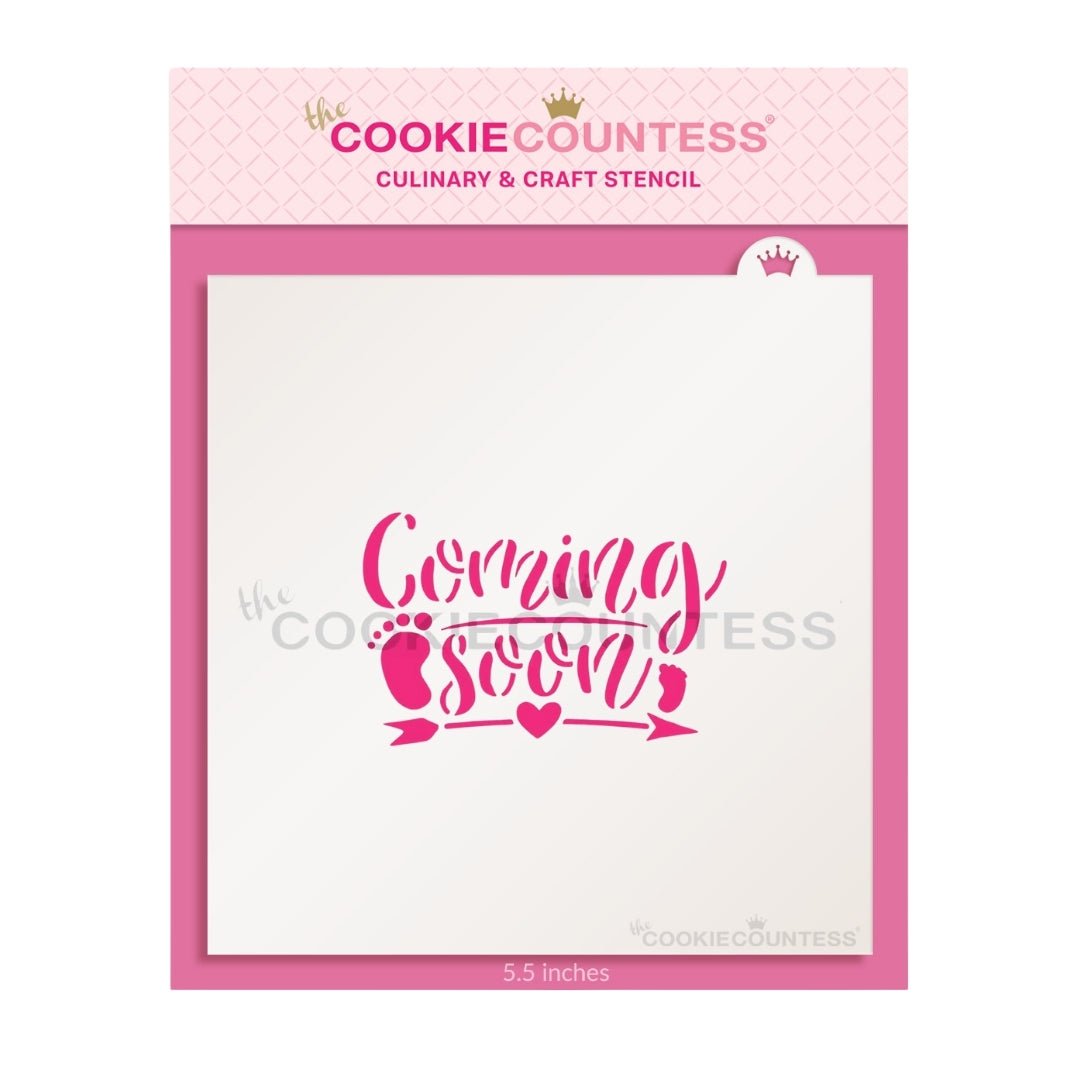 Baby Coming Soon Design Cookie Stencil - Ships Fast! — The Cookie Countess