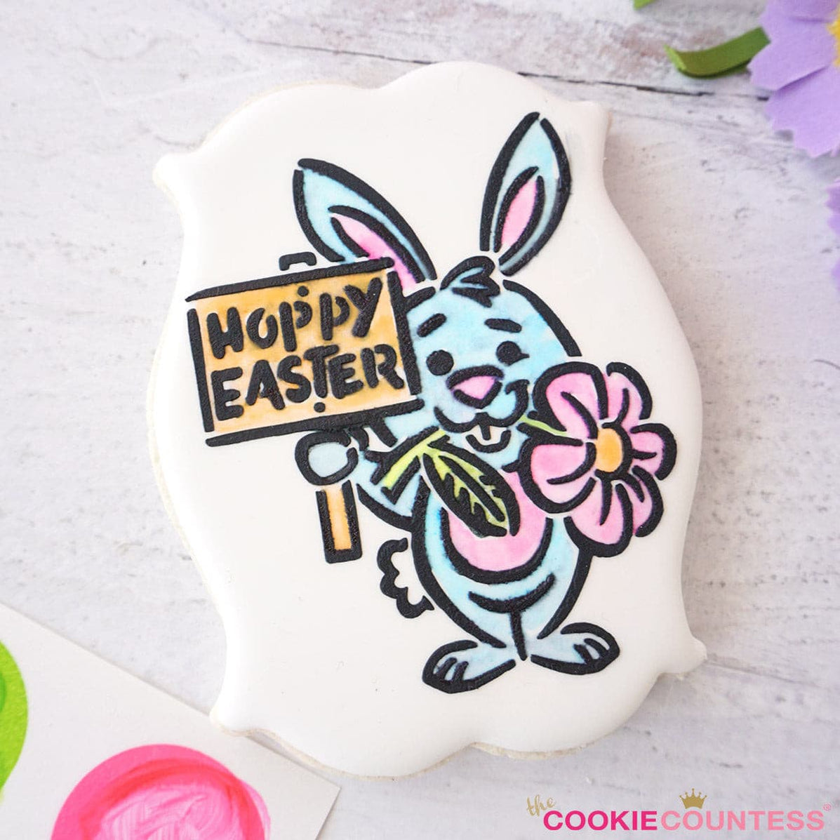 Bunny & Sign PYO Stencil - Drawn by Krista — The Cookie Countess