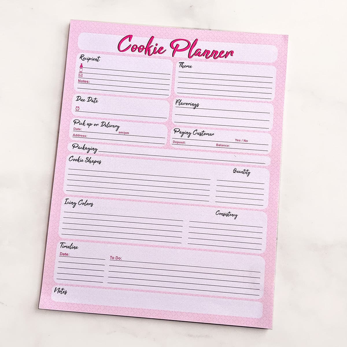 Cookie Planner Pad 8.5 x 11 — The Cookie Countess