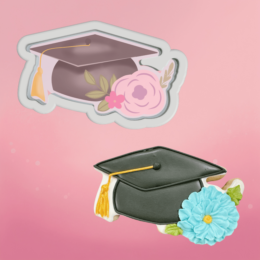 Floral Grad Cap Cookie Cutter — The Cookie Countess