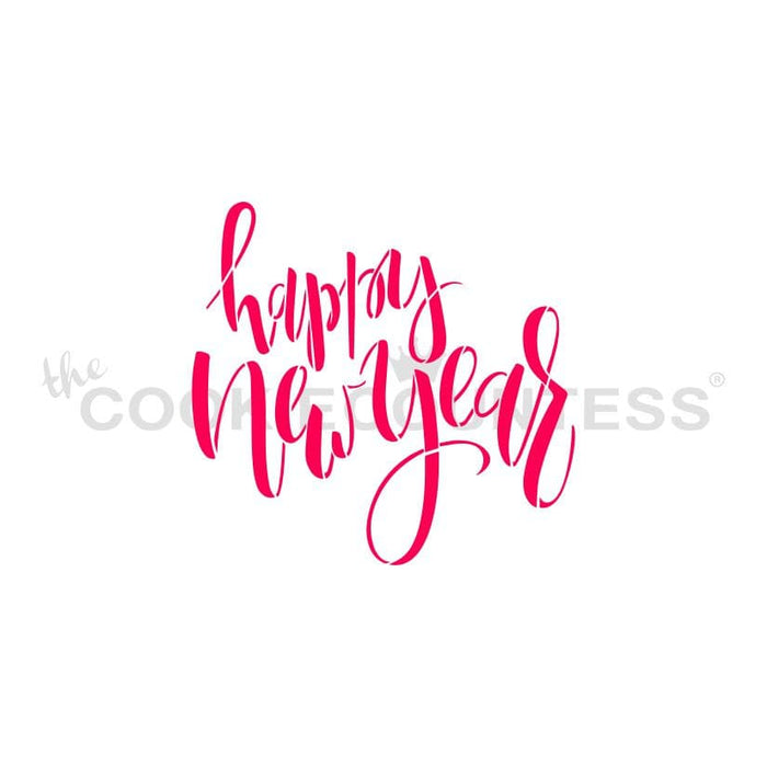 Happy New Year Script Stencil — The Cookie Countess