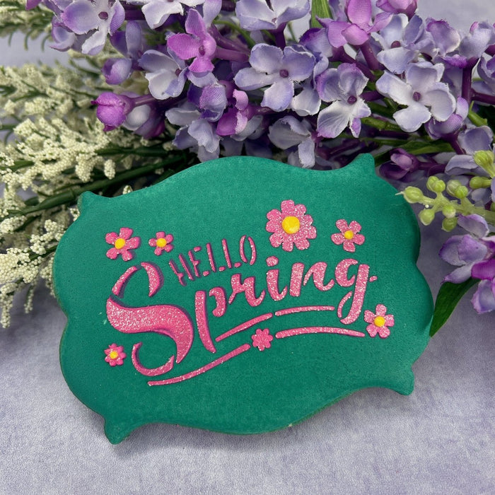 Hello Spring with Flowers Stencil — The Cookie Countess
