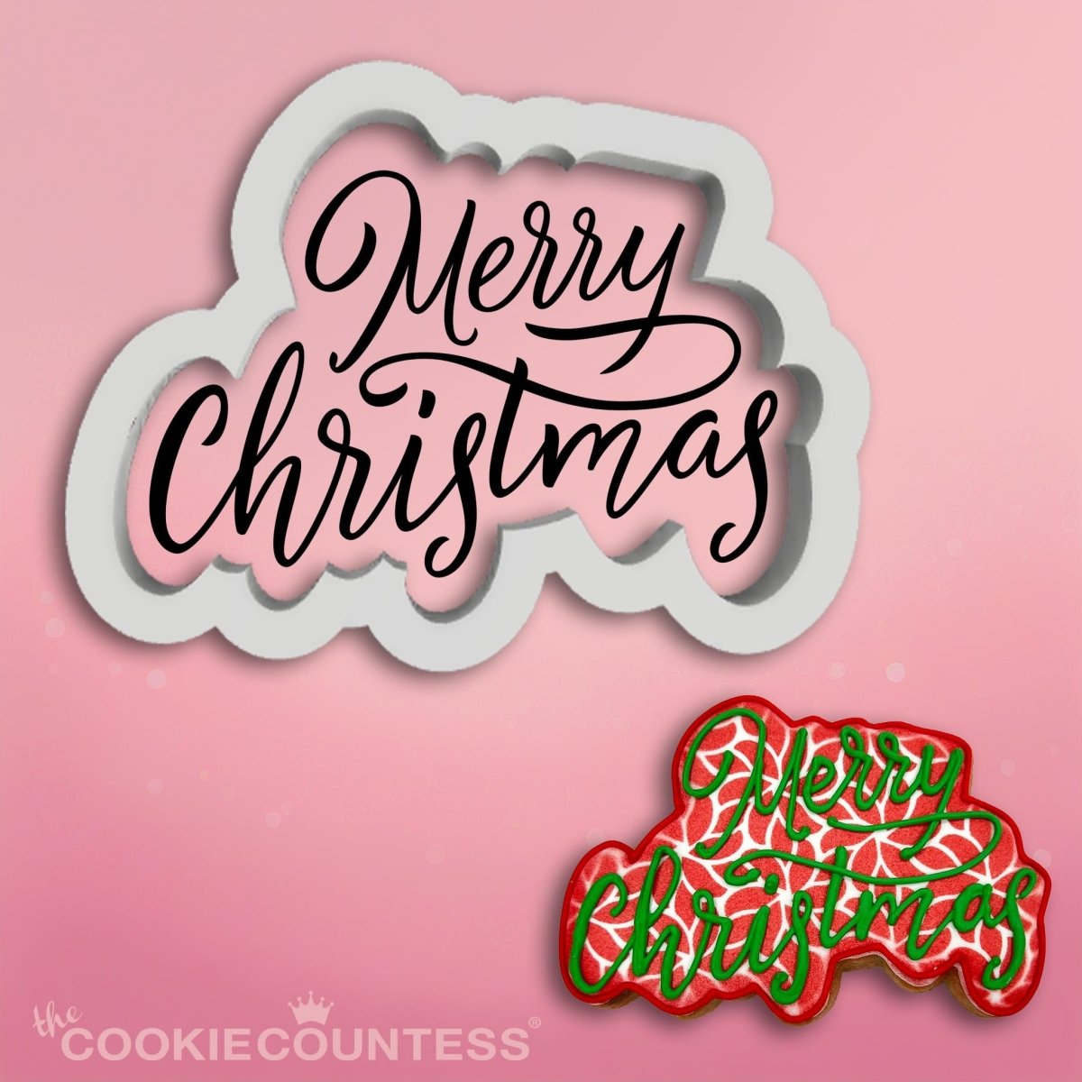 Merry Christmas Script Cookie Cutter — The Cookie Countess
