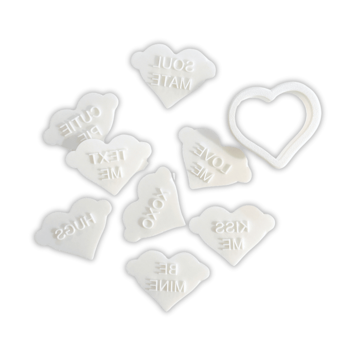 Mini Conversation Heart Cookie Cutter and Stamps — The Cookie Countess