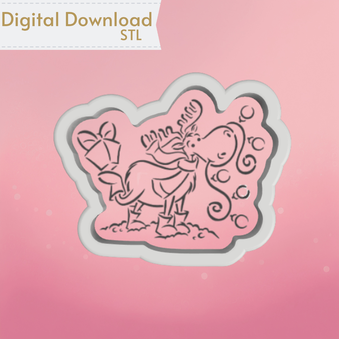Moose with Presents-PYO Cookie Cutter STL — The Cookie Countess