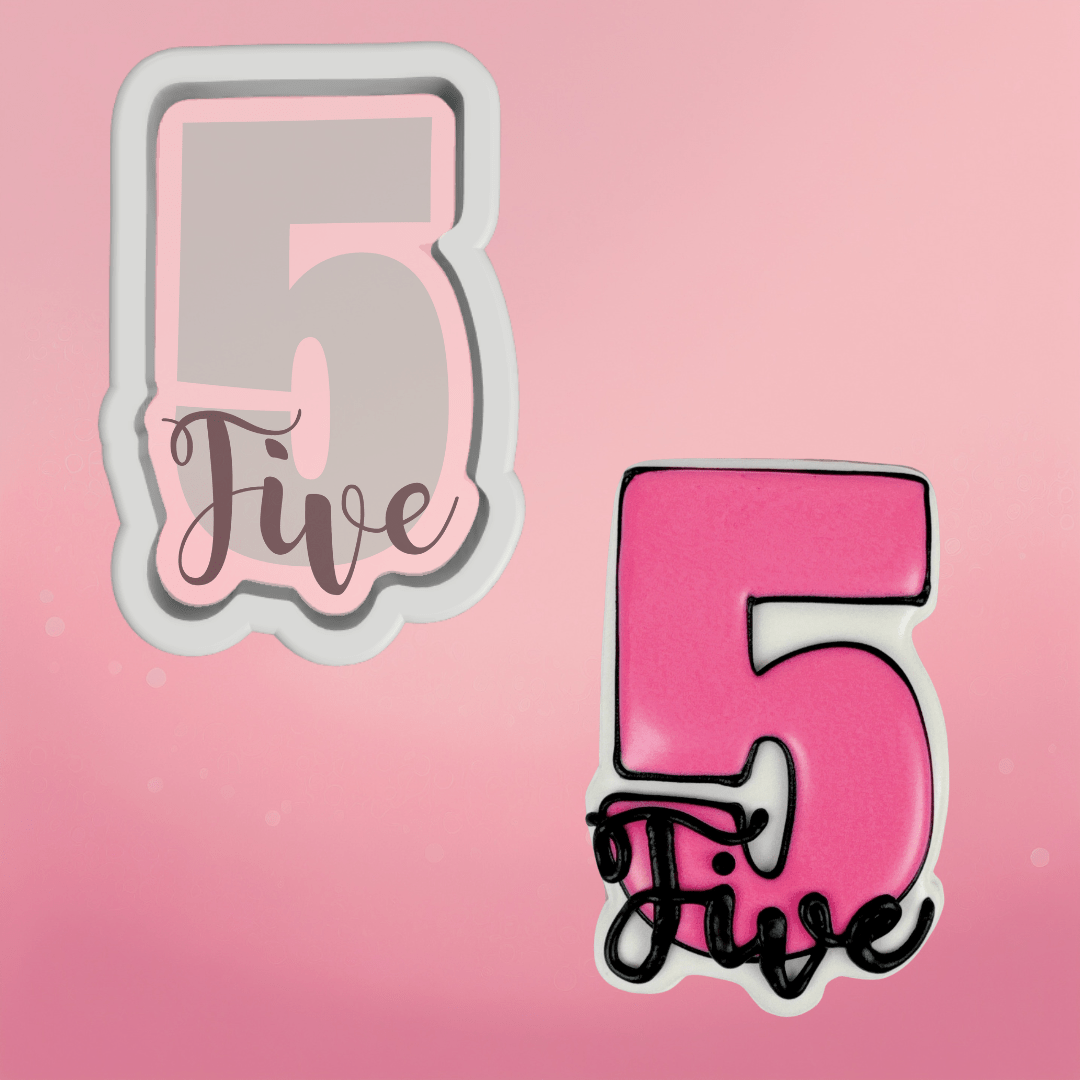 Number and Script Five Cookie Cutter — The Cookie Countess
