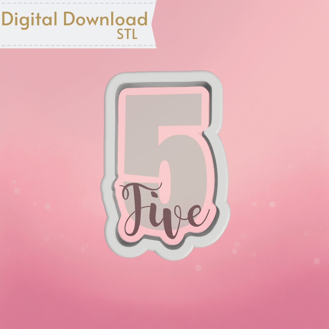 Number and Script Five Cookie Cutter STL — The Cookie Countess