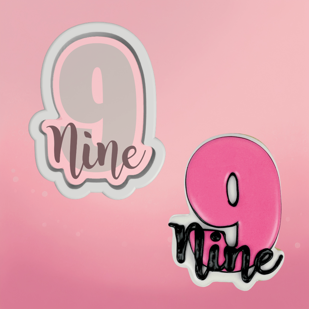 Number and Script Nine Cookie Cutter — The Cookie Countess
