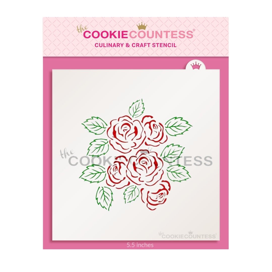 Rose and Leaves 2 pc stencil set — The Cookie Countess