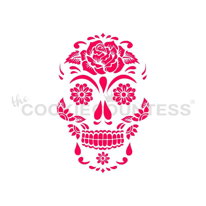 Sugar Skull with Roses Cookie Stencil - Gothic, Day of the Dead — The ...