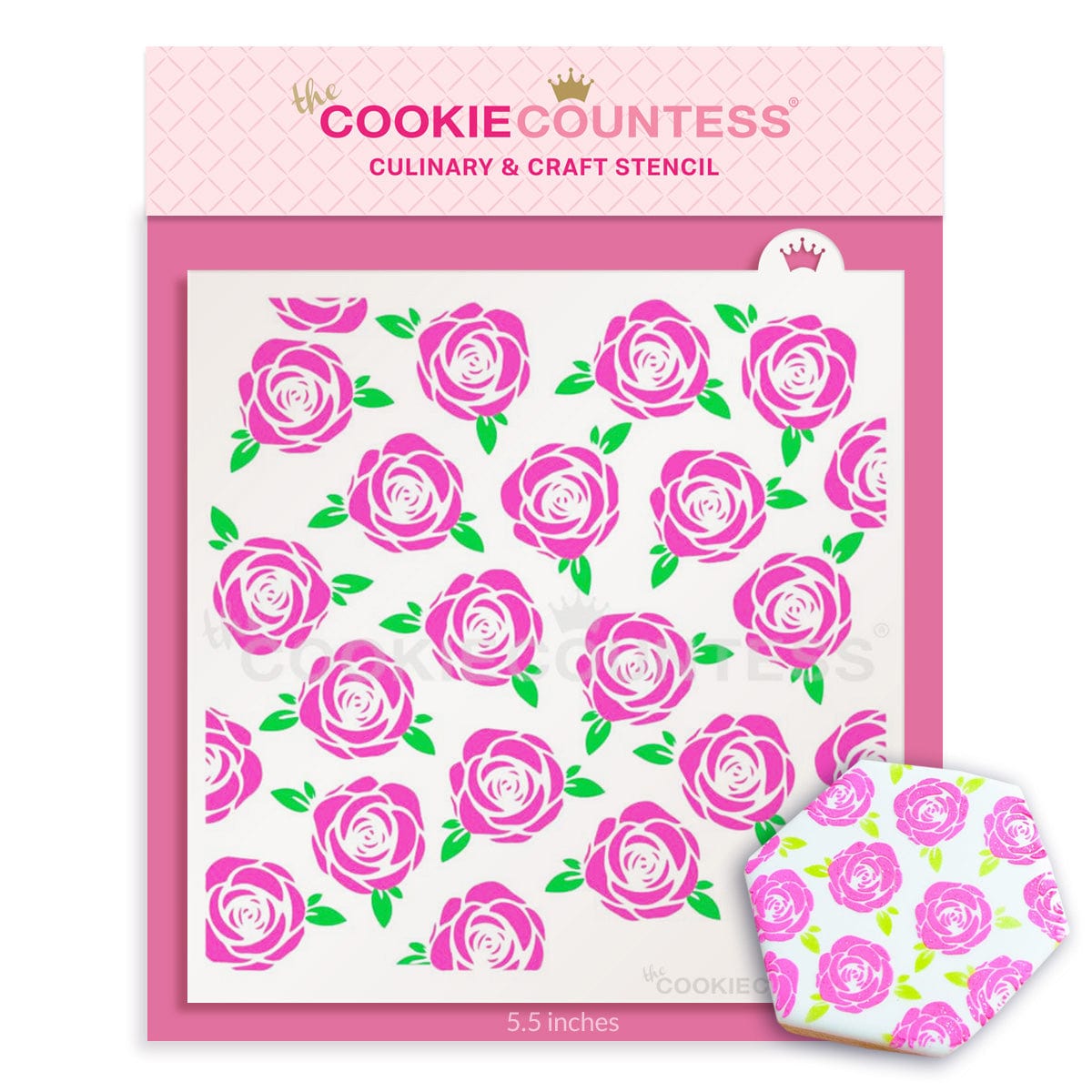 Roses with Leaves 2 Piece Stencil for Cookies, Cakes, Weddings — The ...