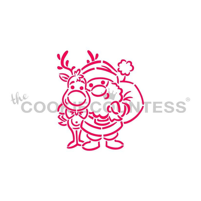 Santa and Rudolph Stencil - Drawn by Krista — The Cookie Countess