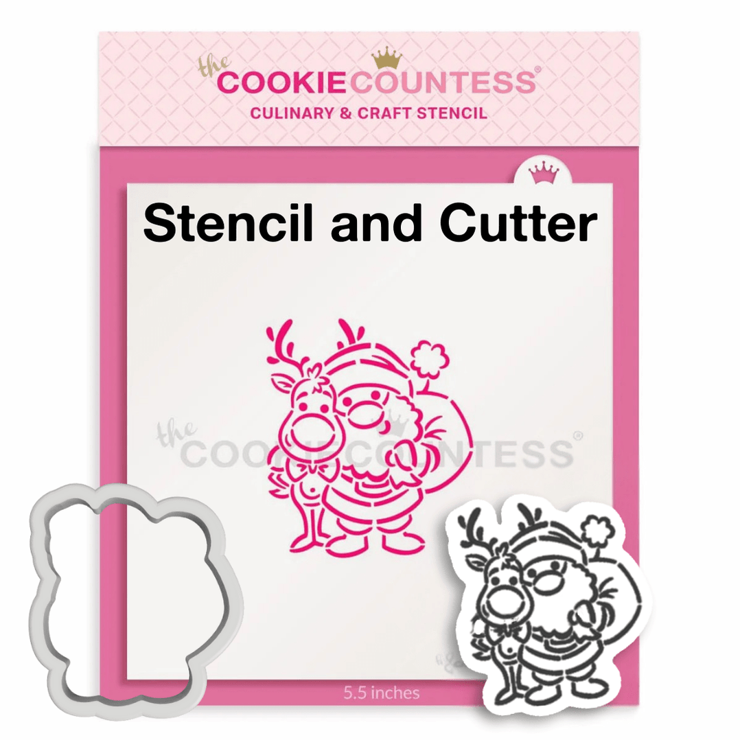 Santa and Rudolph Stencil - Drawn by Krista — The Cookie Countess