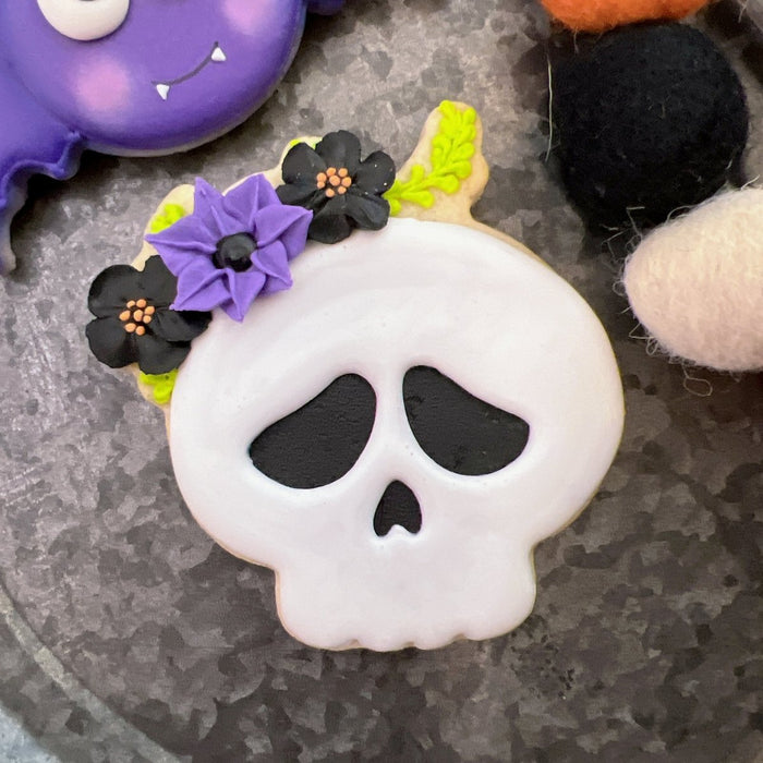 Skull with Flowers Cookie Cutter — The Cookie Countess