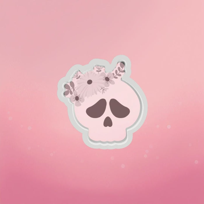 Skull with Flowers Cookie Cutter — The Cookie Countess