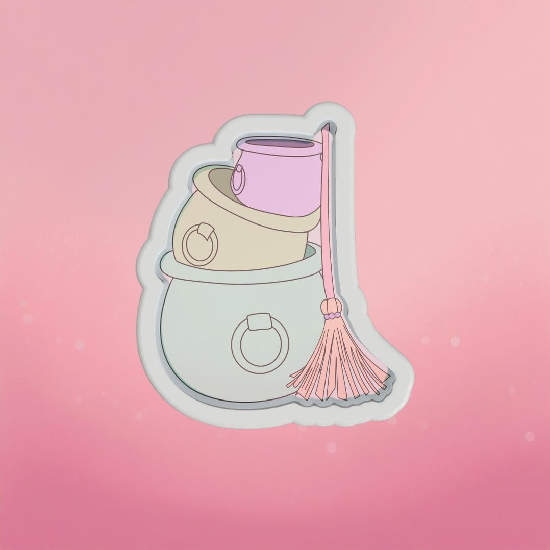 Stacking Cauldrons with Broom Cookie Cutter — The Cookie Countess