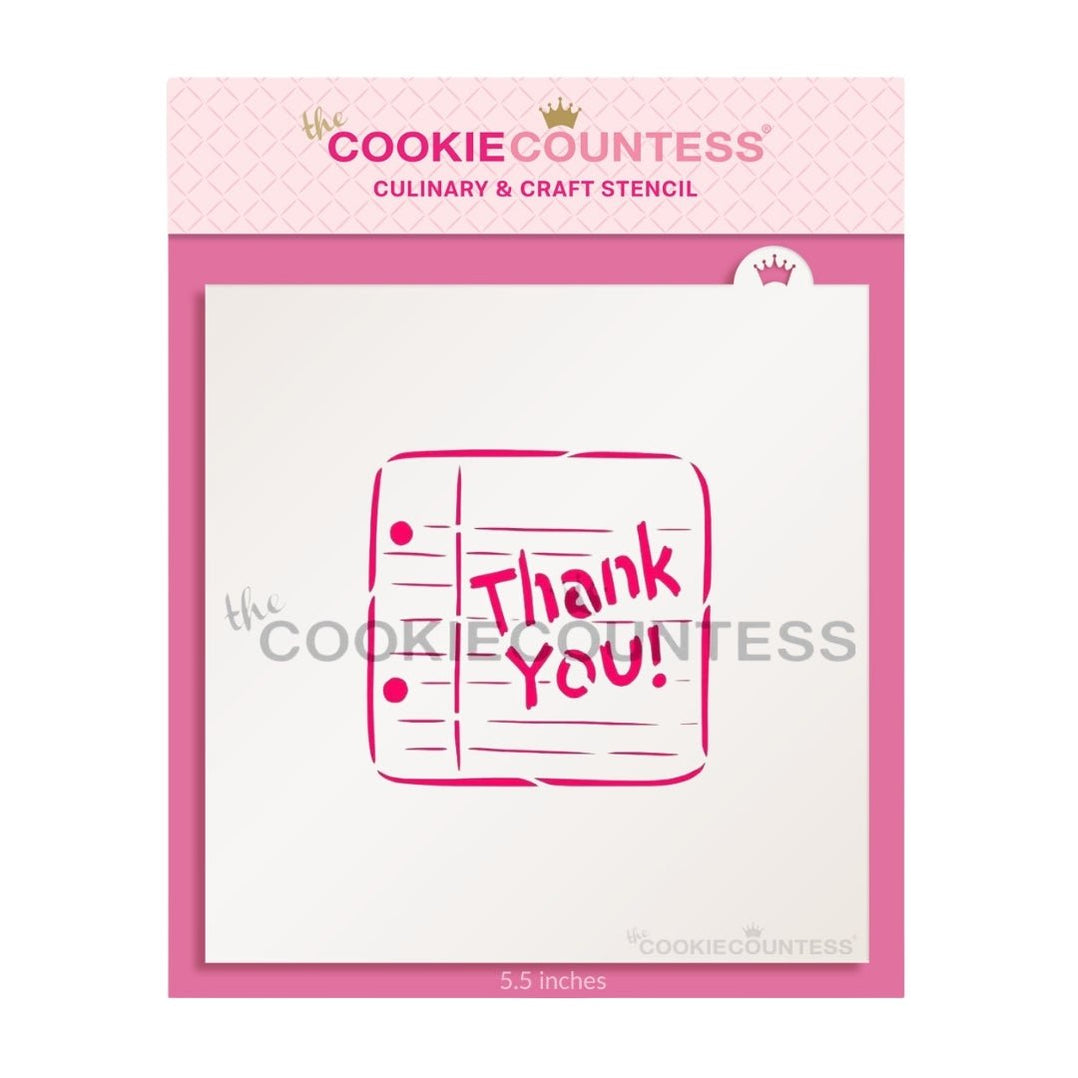 Thank You Note Stencil - Drawn by Krista — The Cookie Countess