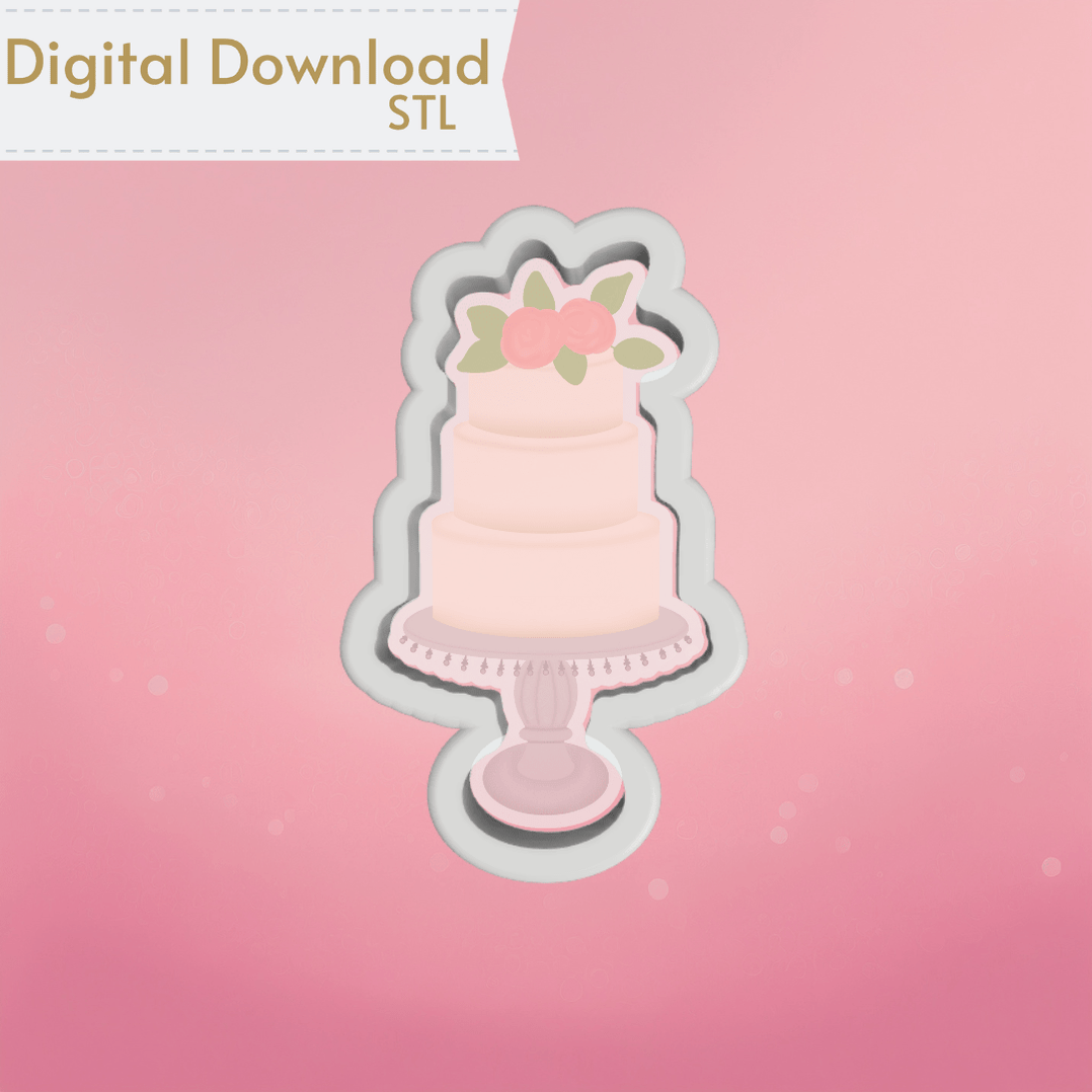 Wedding Cake with Stand Cookie Cutter STL — The Cookie Countess
